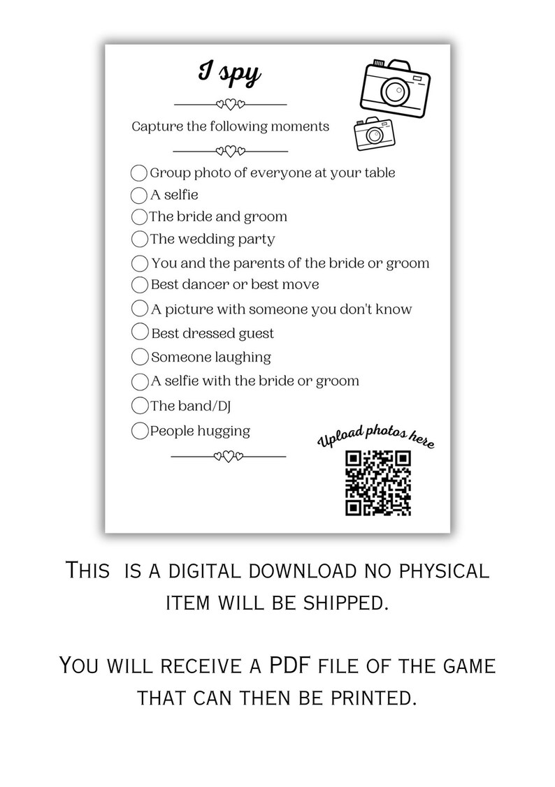 Personalised I Spy Wedding Game | Add a QR Code - Etsy