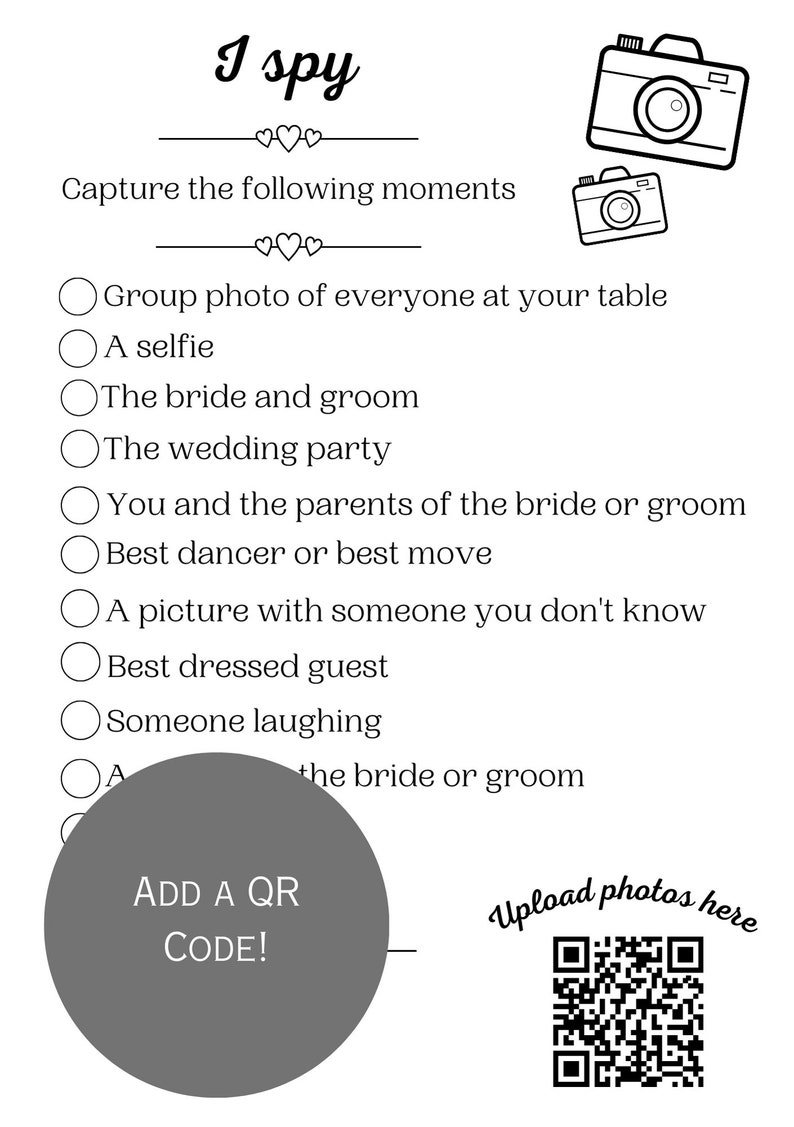 Personalised I Spy Wedding Game | Add a QR Code - Etsy