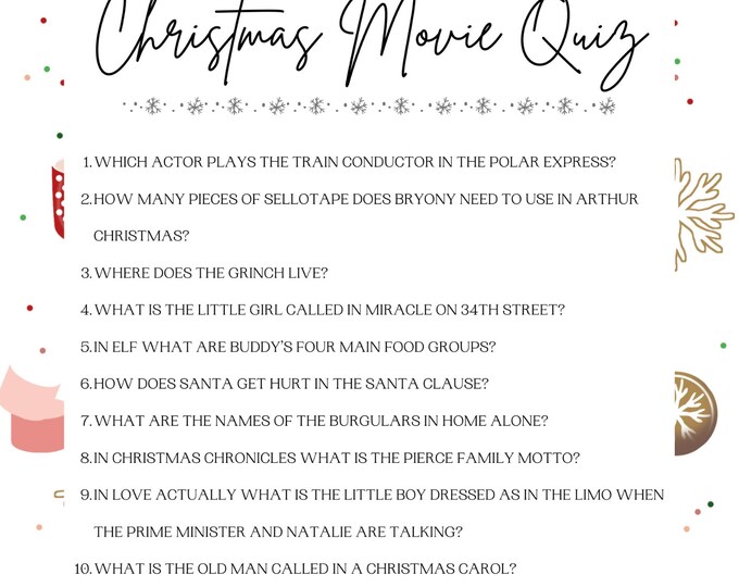 Christmas Movie Quiz | Name the Movie| Christmas Game | Family Fun | - Etsy