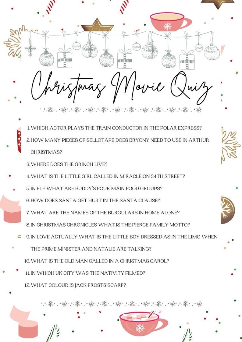 Christmas Movie Quiz | Name the Movie| Christmas Game | Family Fun | - Etsy