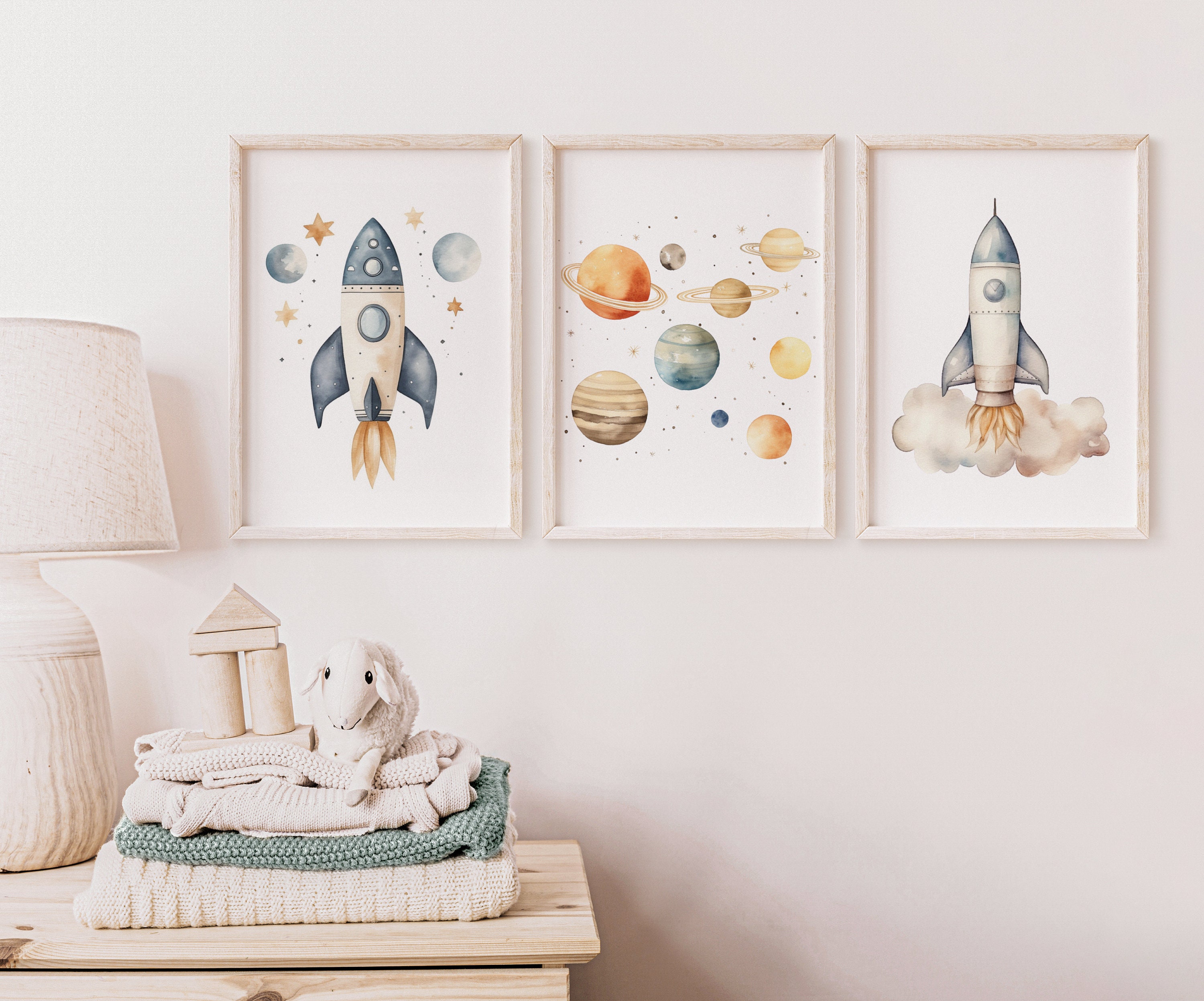 Space Nursery Wall Art, Space Nursery Print, Boy Nursery Decor, Set of ...