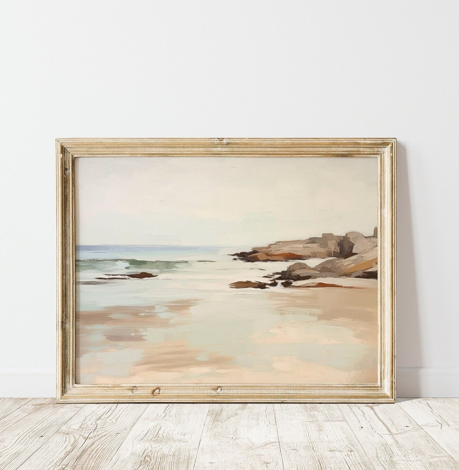 Muted Beach Print, Coastal Painting Downloadable Print , Ocean Wall Art ...