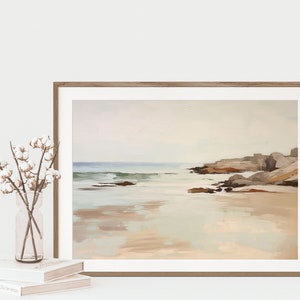 Muted Beach Print, Coastal Painting Downloadable Print , Ocean Wall Art ...