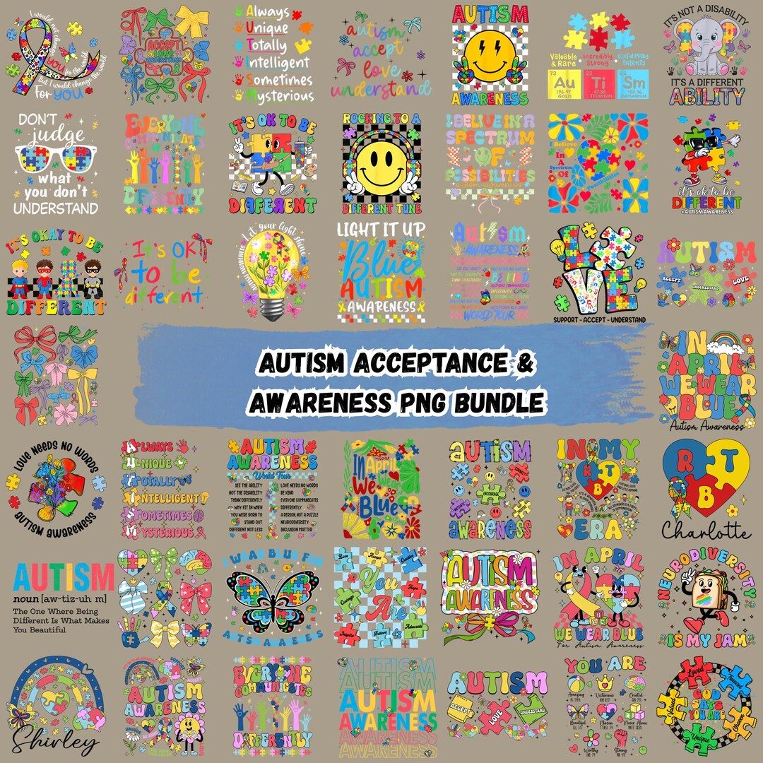 40+ Autism Acceptance & Awareness PNG Bundle – Colorful Puzzle Support ...