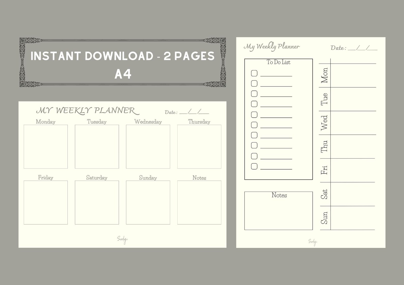 Weekly Planner Printable Landscape, Minimalist Weekly Schedule, My ...