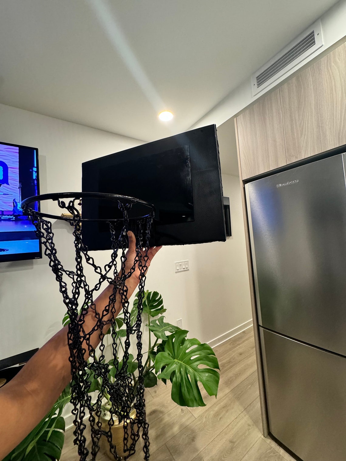 CB2 Inspired Black Leather-like Decorative Basketball Hoop - Etsy