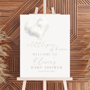 A Little Piece of Heaven Baby Shower Welcome Sign, Dreamy Baby Shower ...