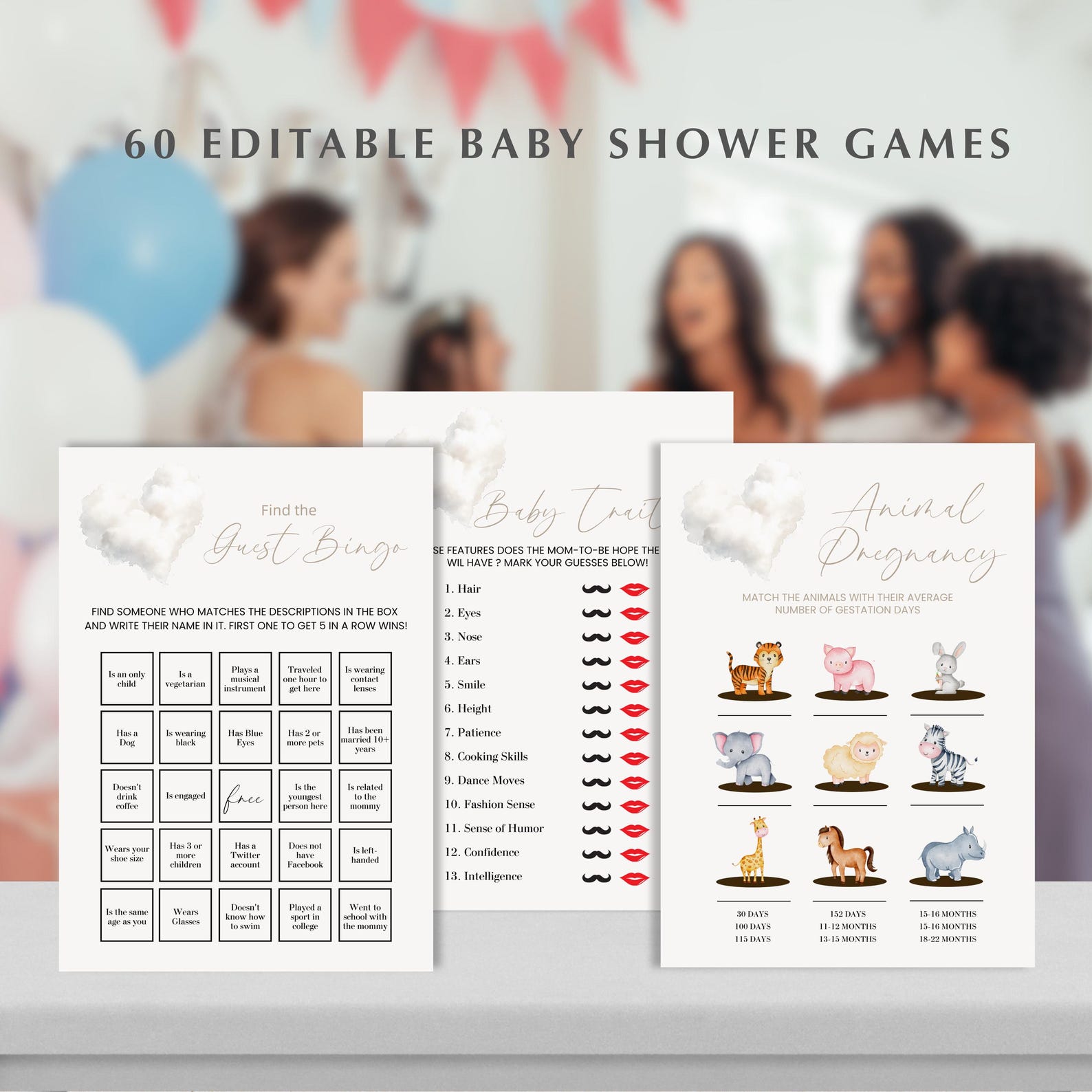A Little Piece of Heaven Baby Shower Games Bundle, Heaven Cloud 9 Baby ...