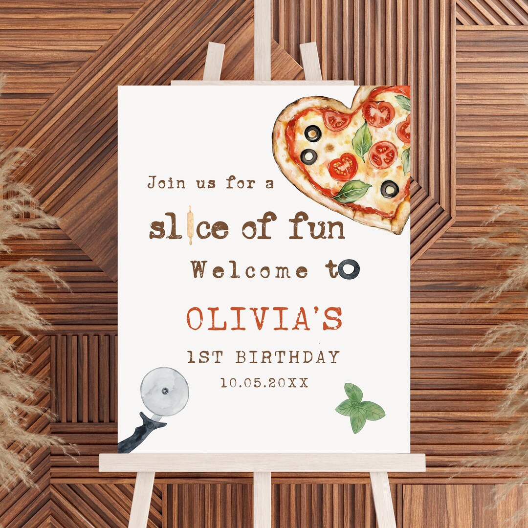 Pizza Kids Birthday Party Welcome Sign, Editable Pizza Party Welcome ...