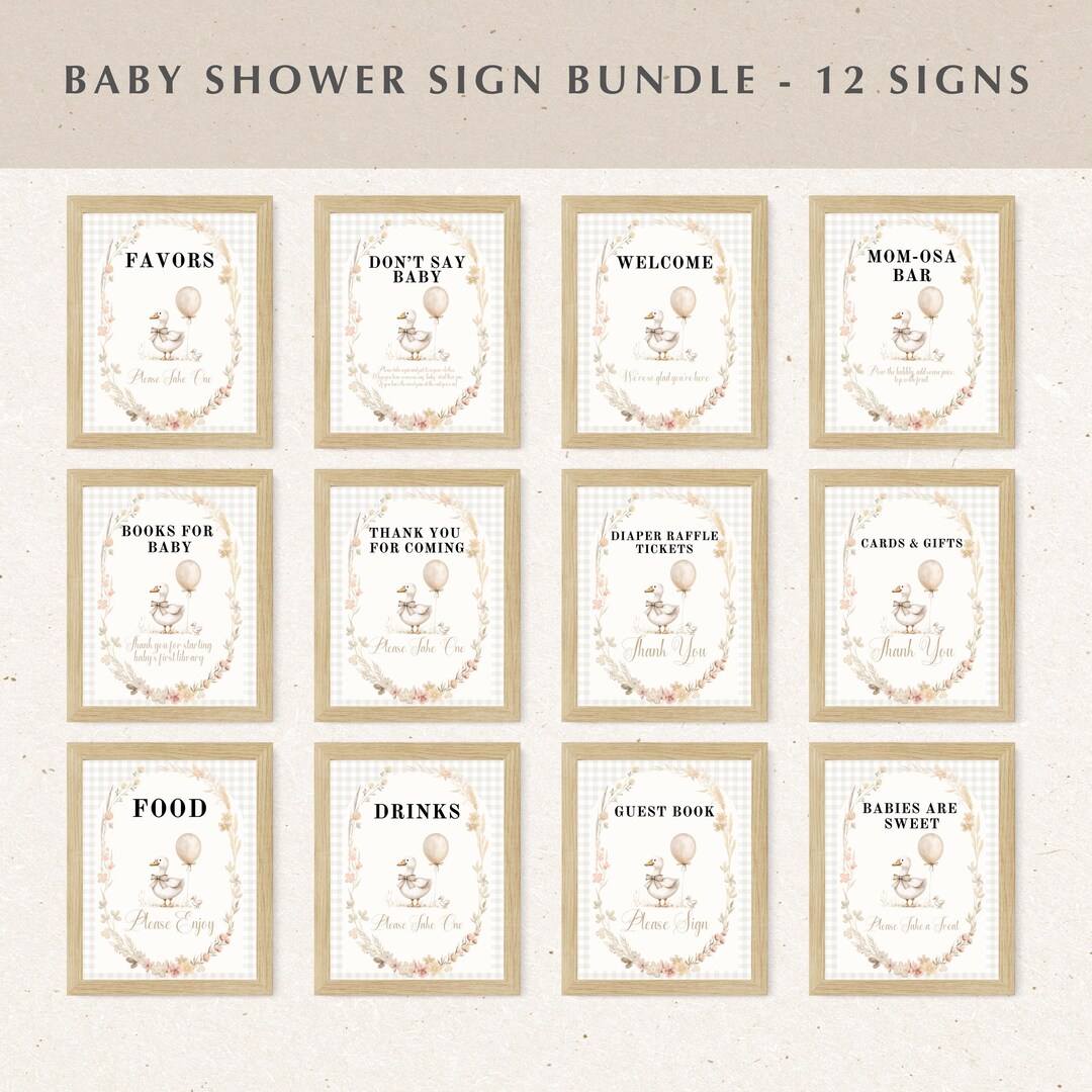 Mother Goose Baby Shower Table Signs Bundle, Gender Neutral Boy Girl ...