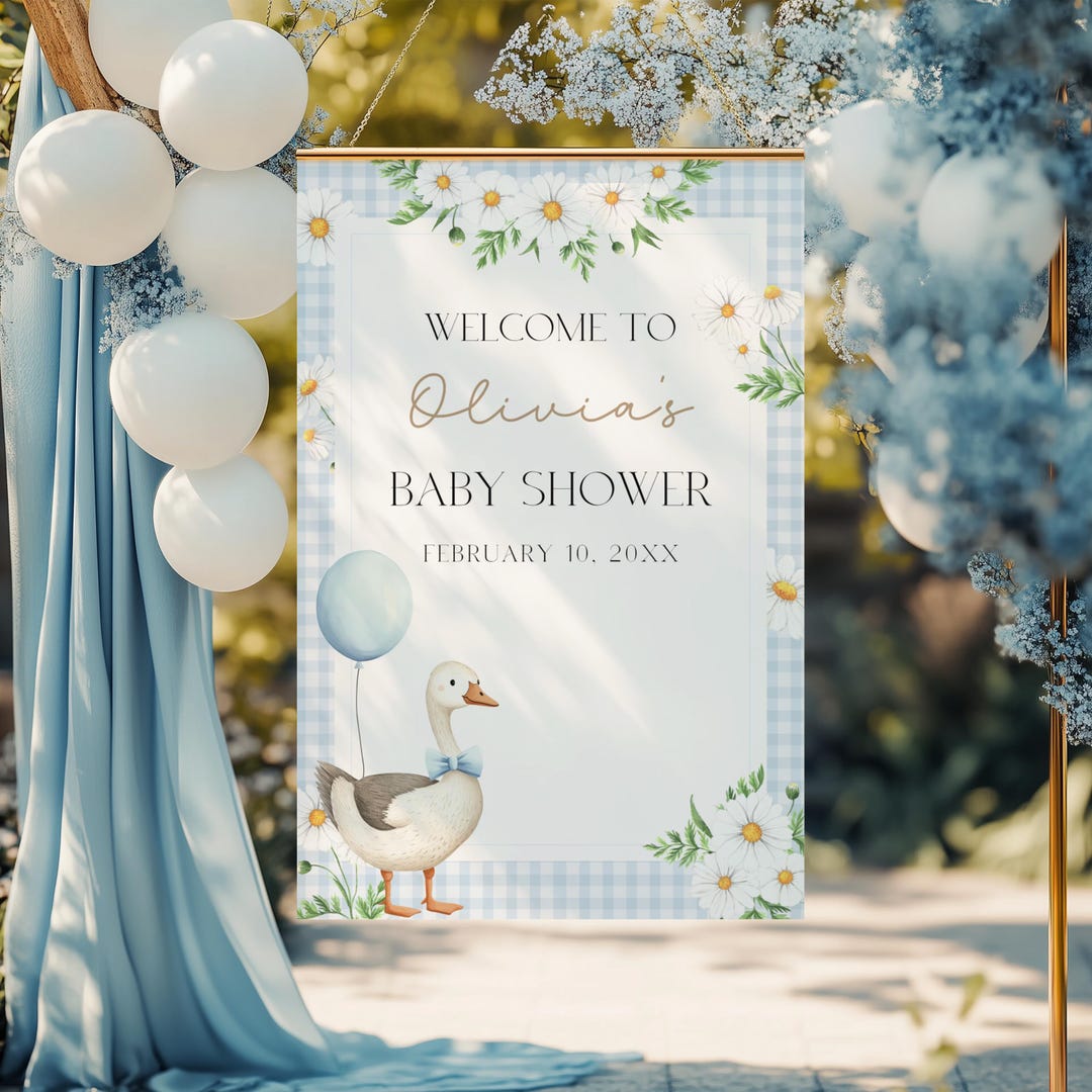 Silly Goose Boy Baby Shower Welcome Sign, Editable Spring Silly Goose ...