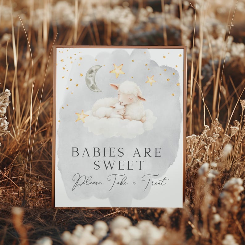 Little Lamb Baby Shower Table Signs Bundle, Editable Sweet Little Lamb ...