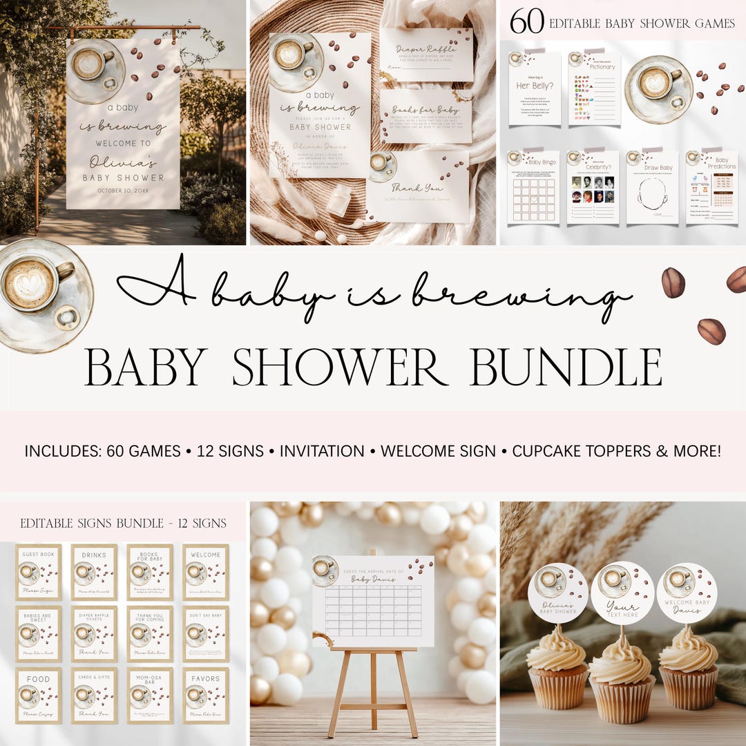 A Baby is Brewing Coffee Baby Shower Bundle, Gender Neutral Coffee Bean ...