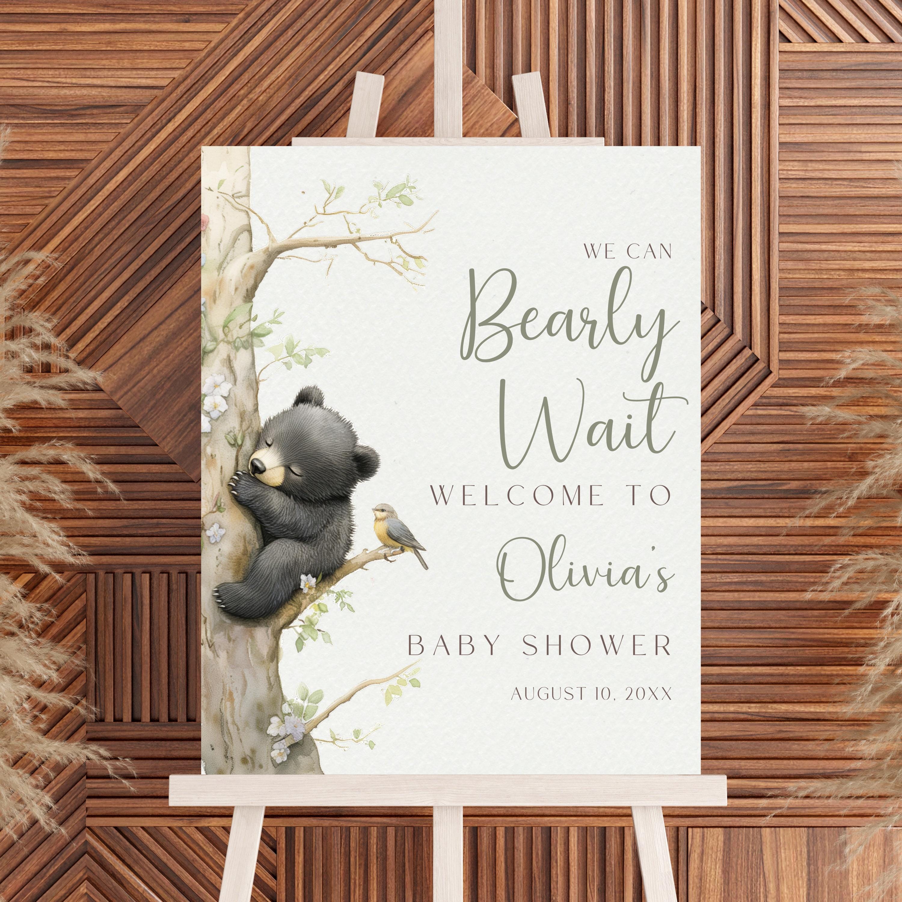 Woodland Bear Baby Shower Welcome Sign, Gender Neutral Woodland Animals ...