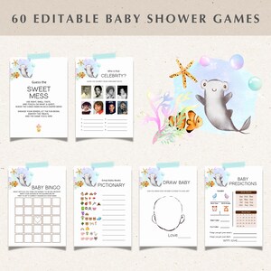 Under the Sea Baby Shower Games Bundle, Gender Neutral Sea Animals Baby ...