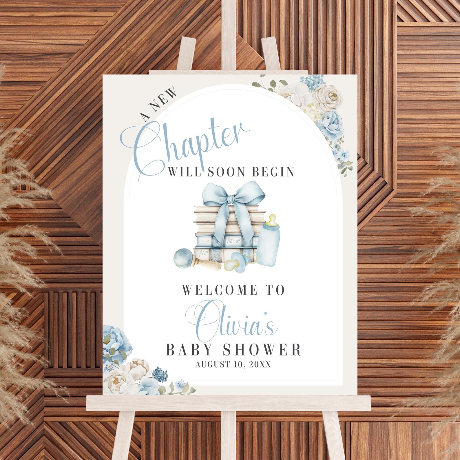 Storybook Baby Shower Welcome Sign, A New Chapter Storybook Book Baby ...