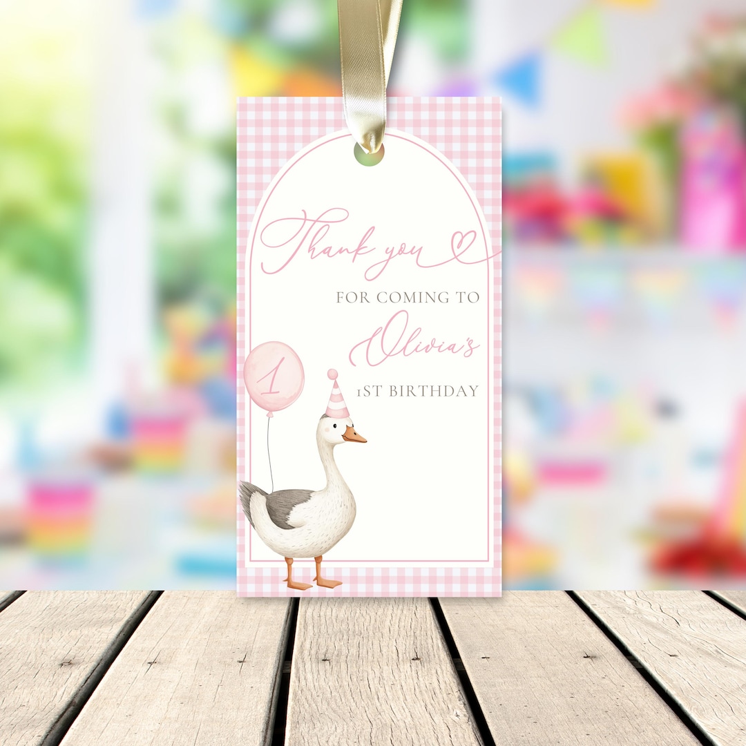 One Silly Goose Birthday Thank You Tag, Editable Silly Goose Party ...