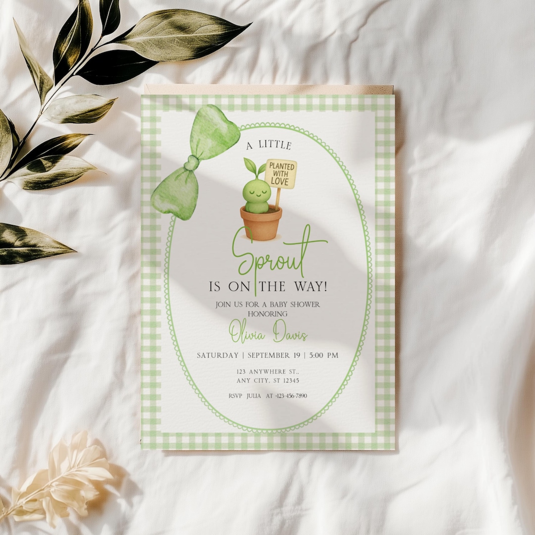 Little Sprout Baby Shower Invitation, Editable Garden Theme, Digital ...
