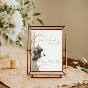Woodland Bear Baby Shower Table Signs Bundle, Gender Neutral Forest ...