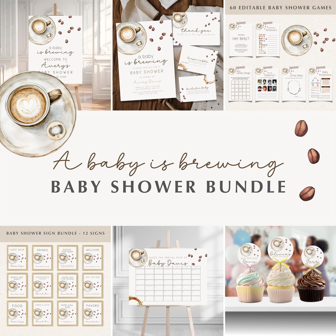A Baby is Brewing Coffee Baby Shower Bundle, Gender Neutral Coffee Bean ...