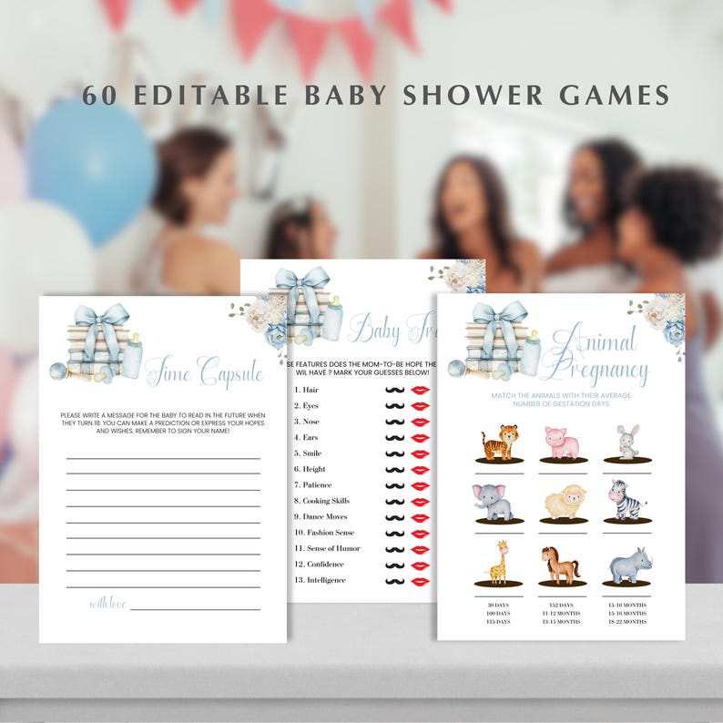 Storybook Baby Shower Games Bundle, Blue Boy Book Themed Baby Shower ...