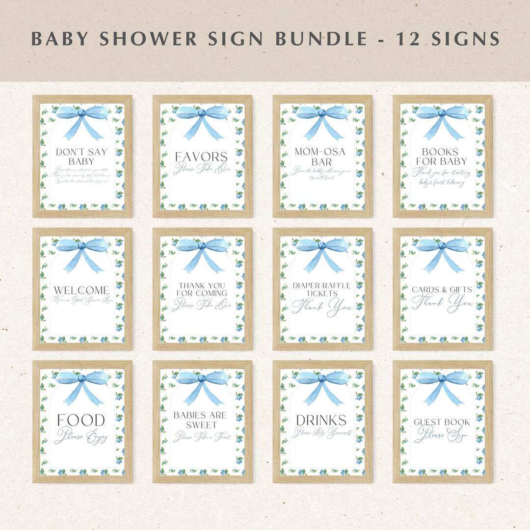 Blueberry Baby Shower Table Signs Bundle, Editable Blueberry Boy Baby ...