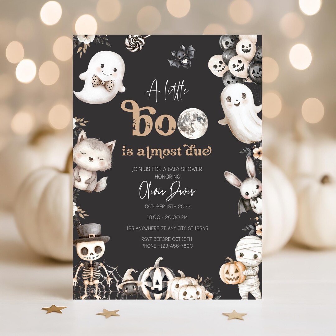 Little Boo Baby Shower Invitation, Cute Digital Invite, Printable Party ...