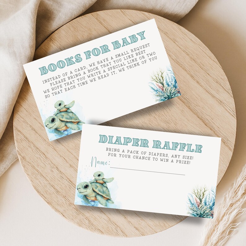 Sea Turtle Baby Shower Invitation Bundle, Editable Under the Sea Turtle ...
