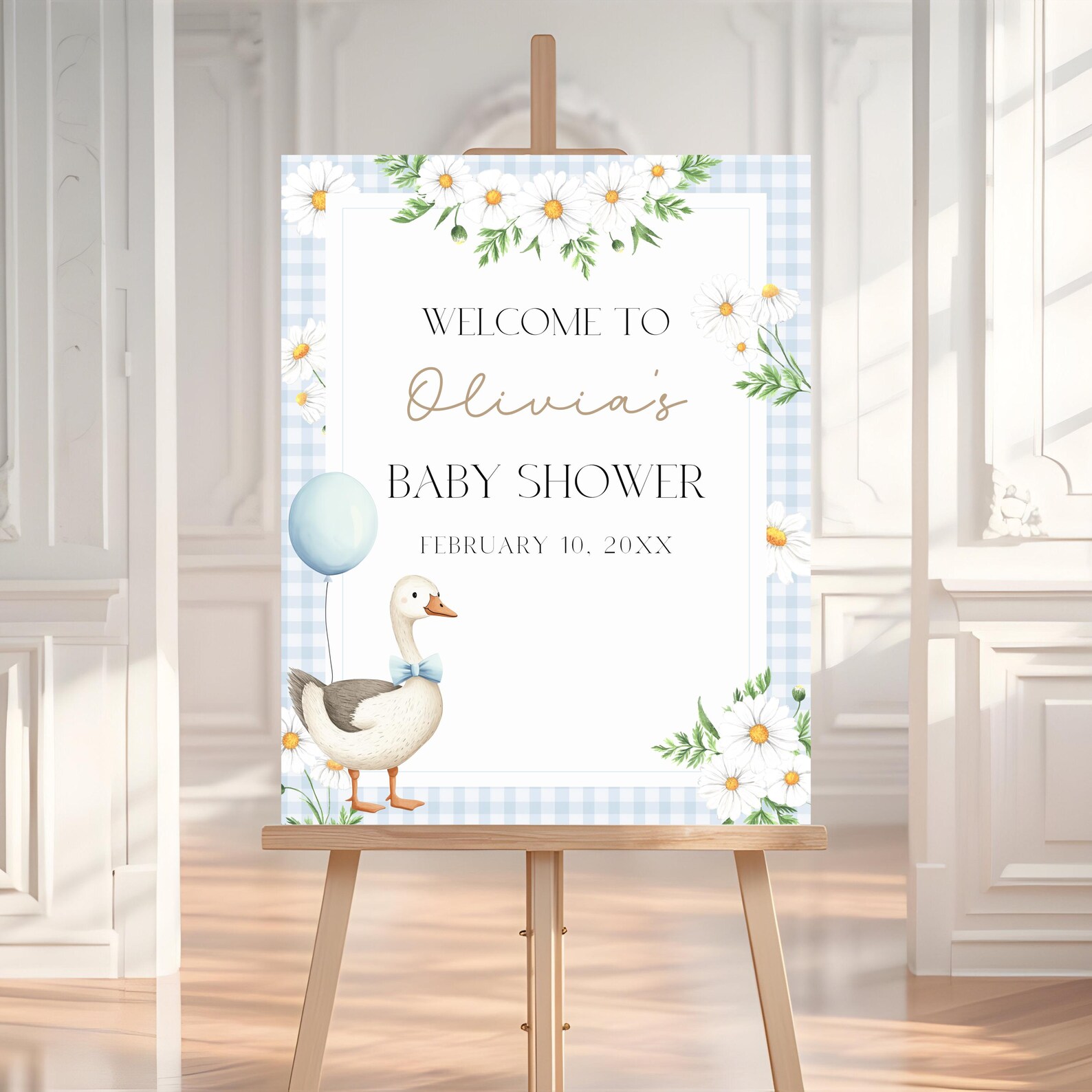 Silly Goose Boy Baby Shower Welcome Sign, Editable Spring Silly Goose ...