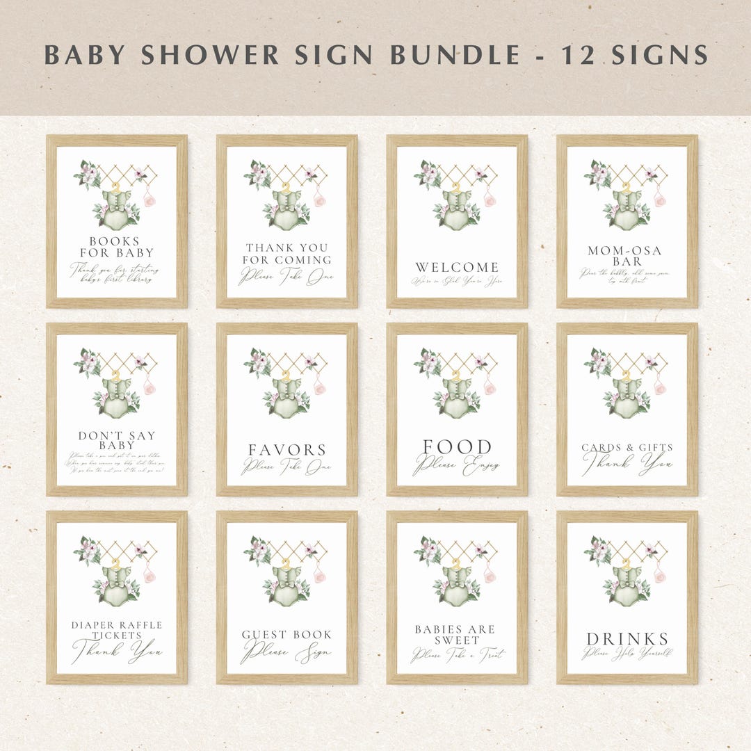 Boho Girl Clothesline Baby Shower Table Signs Set, Boho Girl ...