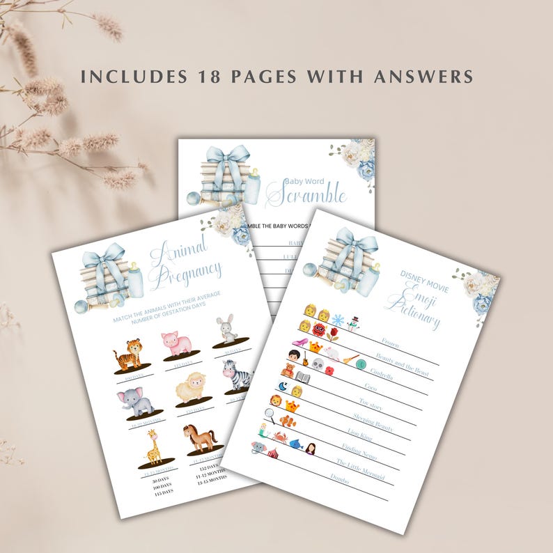Storybook Baby Shower Games Bundle, Blue Boy Book Themed Baby Shower ...