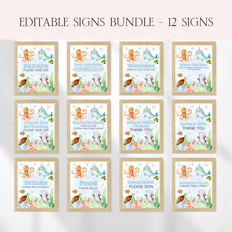 Under the Sea Baby Shower Table Sign, Ocean Theme Decor, Printable ...