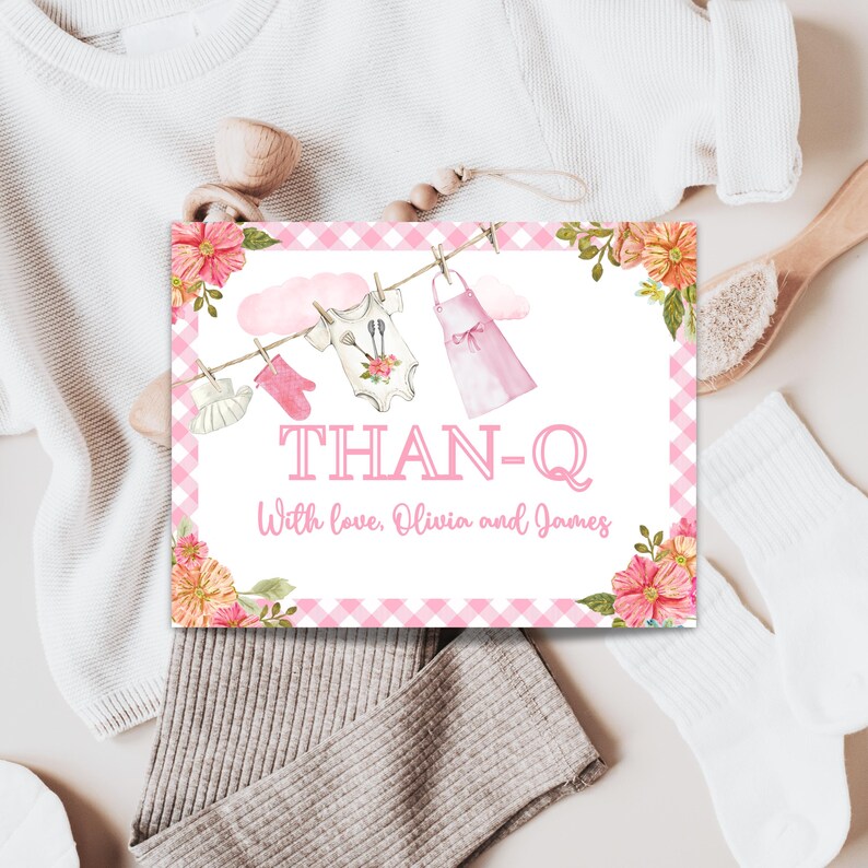 Baby-q Girl Baby Shower Invitation Bundle, Editable Couples Backyard BBQ Baby Shower Invitation ...