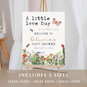 A Little Love Bug Baby Shower Welcome Sign, Editable Love Bug Insect ...