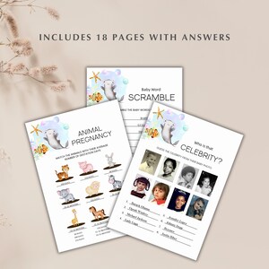 Under the Sea Baby Shower Games Bundle, Gender Neutral Sea Animals Baby ...