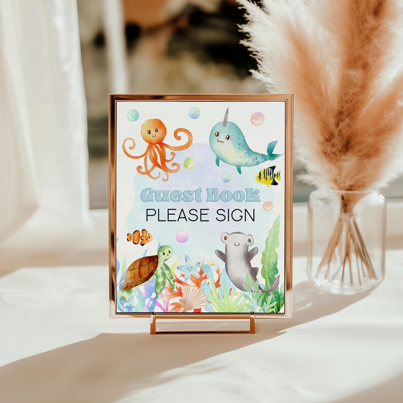 Under the Sea Baby Shower Table Sign, Ocean Theme Decor, Printable ...
