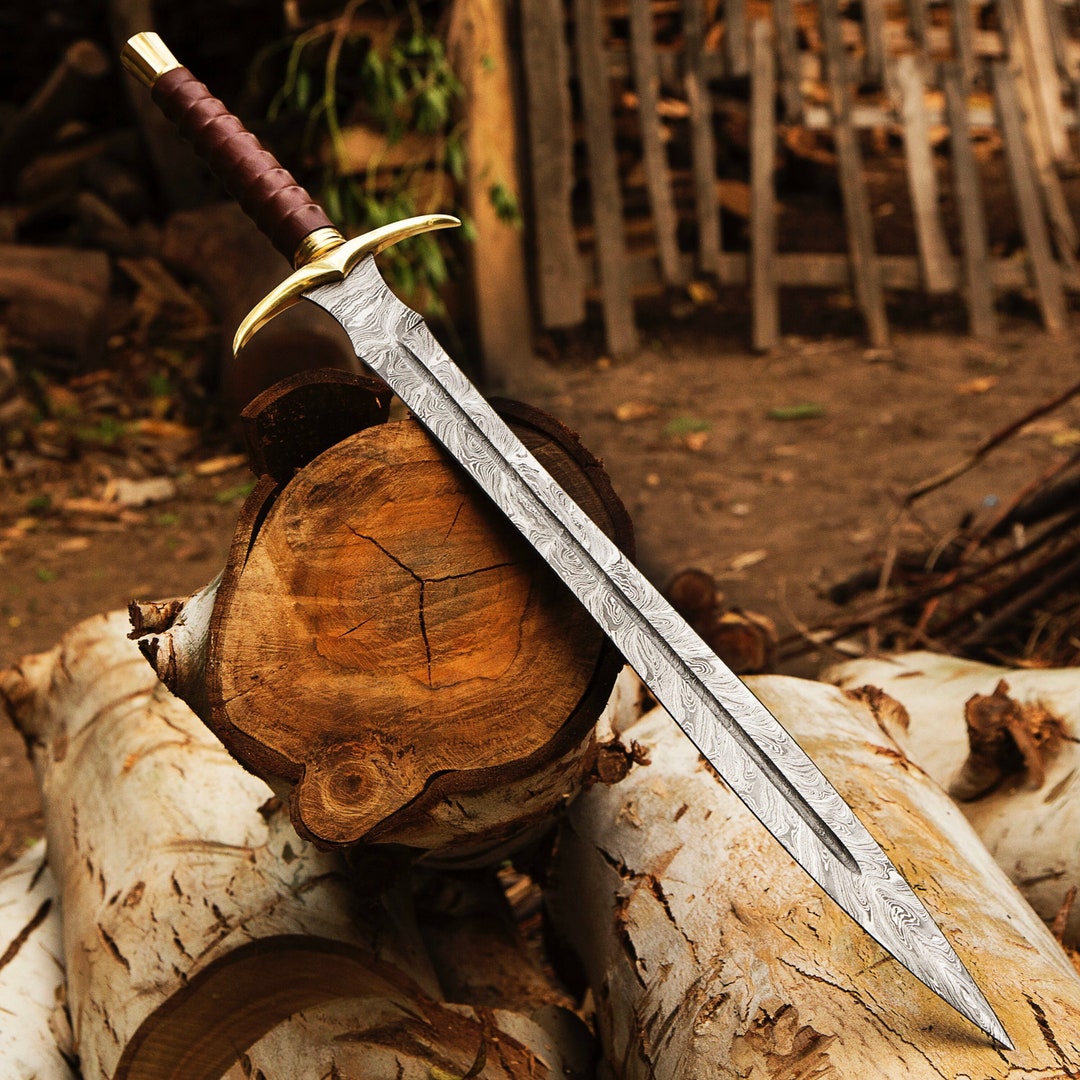 Custom Handmade Damascus Steel Viking Sword Lords of Rings High Quality ...