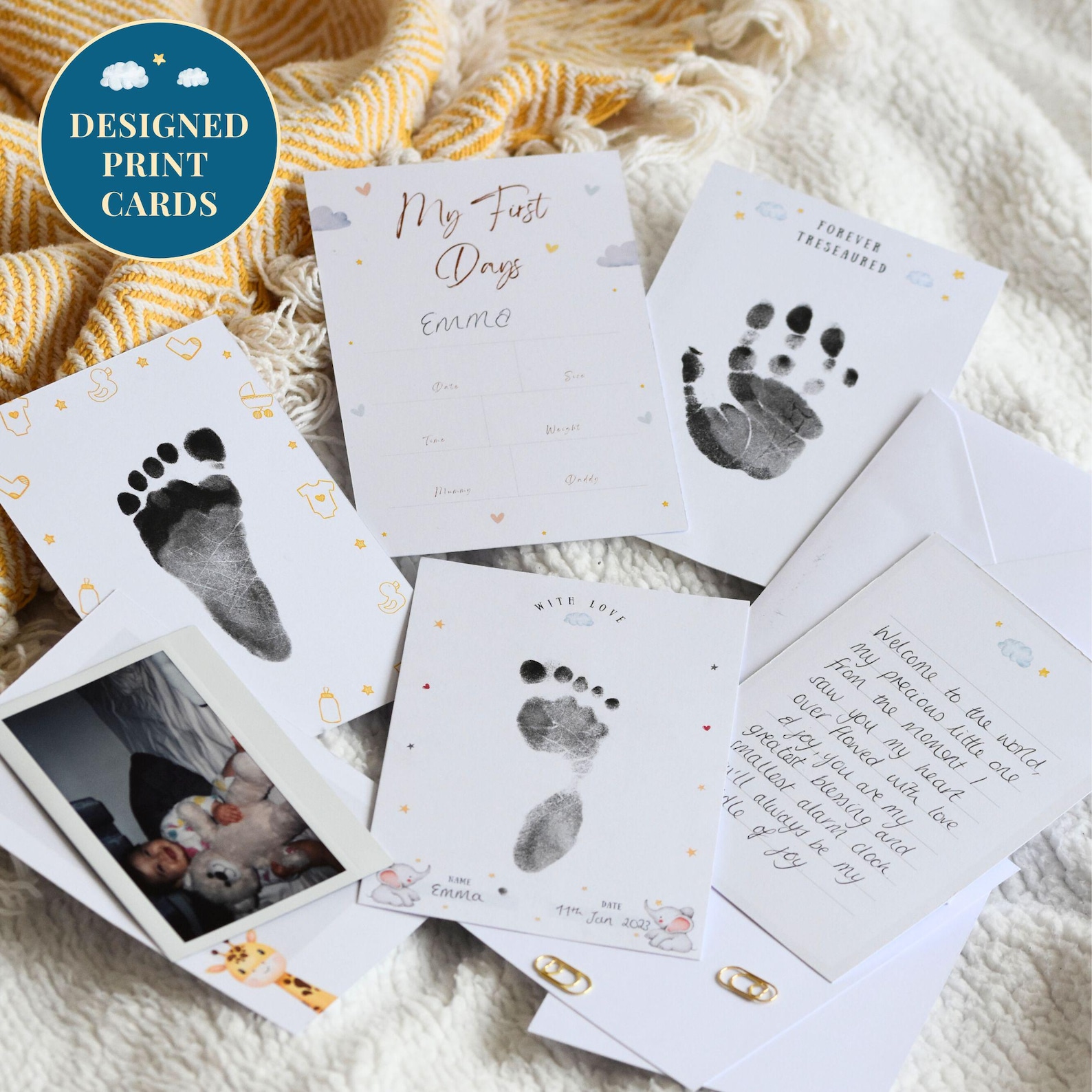 Baby Handprint & Footprint Photo Frame Kit – Newborn Gift Keepsake ...