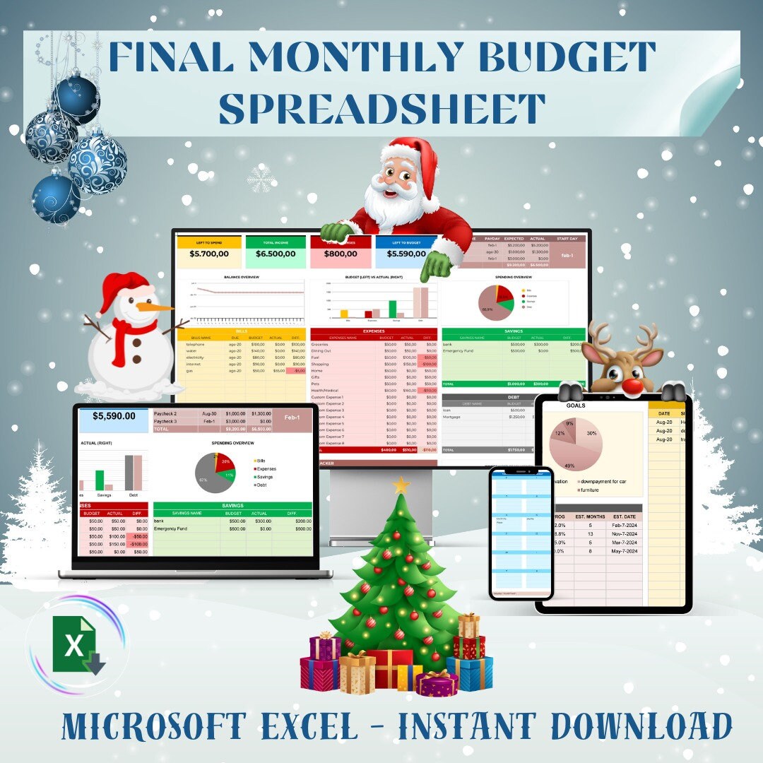 Ultimate Monthly Budget Spreadsheet Excel Budget Planner - Etsy