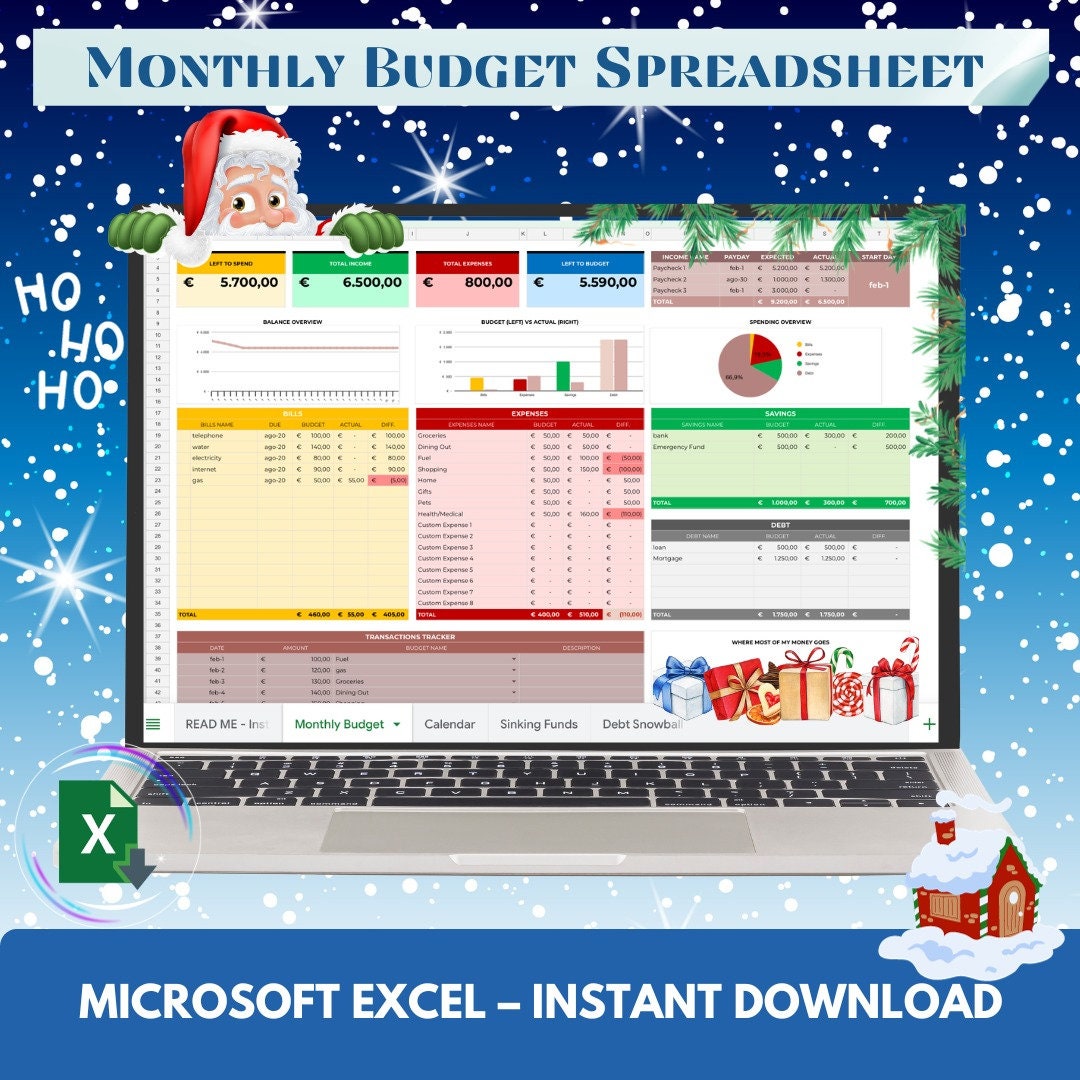 Excel Monthly Budget Template, Budget Tracker, Savings Tracker, Budget ...