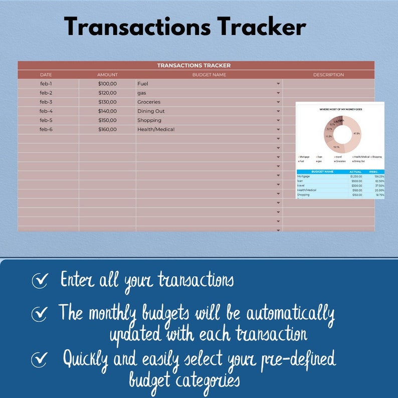 Excel Monthly Budget Template, Budget Tracker, Savings Tracker, Budget ...