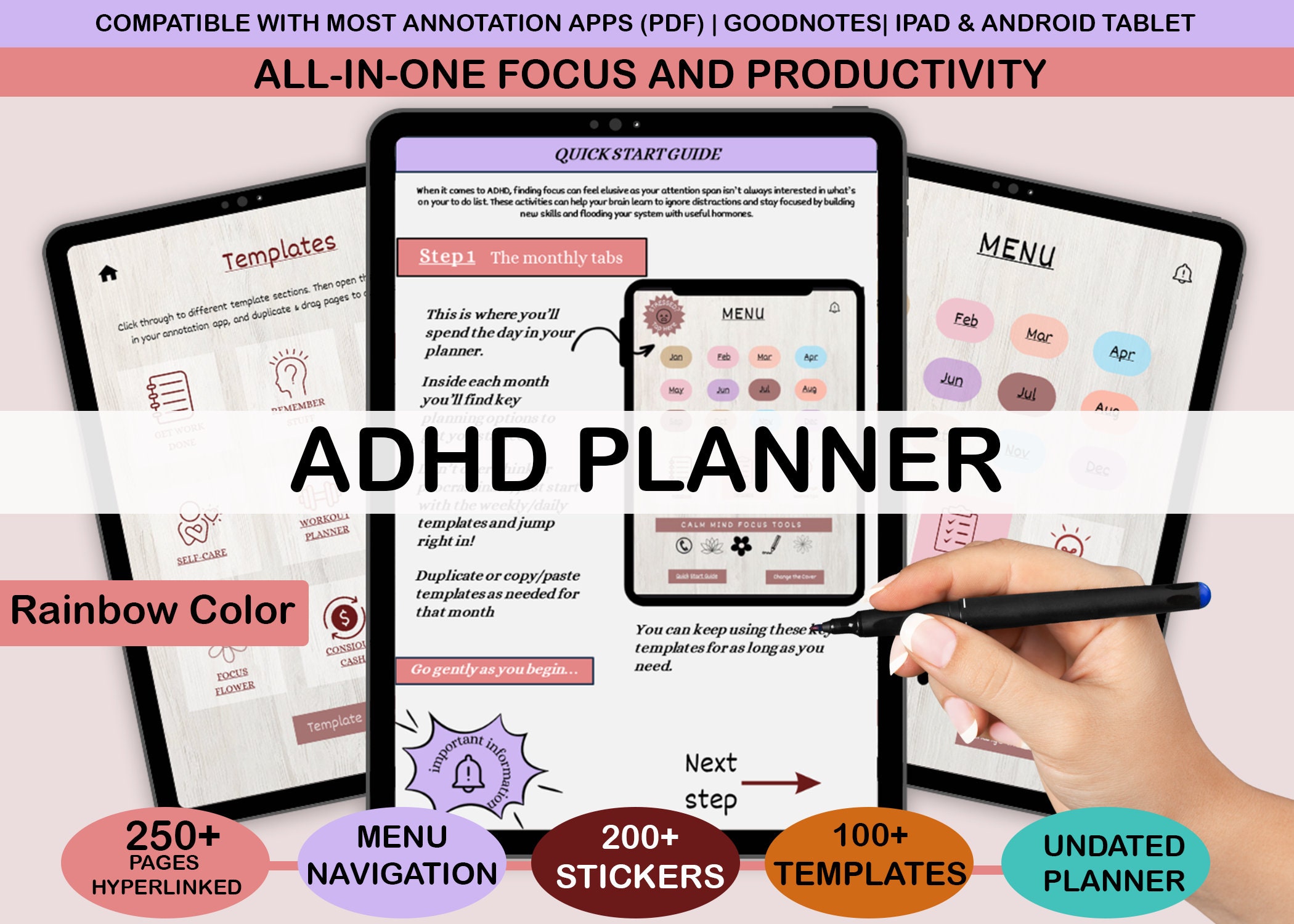 ADHD Digital Planner, iPad ADHD Planner, Goodnotes ADHD Planner, Adult ...