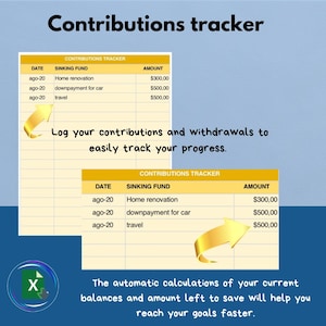 Sinking Funds Tracker Spreadsheet for Excel Savings Tracker - Etsy