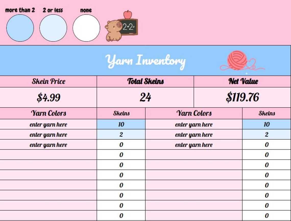 Cute Crochet Inventory Spreadsheet - Etsy