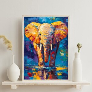 Colorful Elephant Painting Wall Art Decoration Colorful, Vibrant Home ...