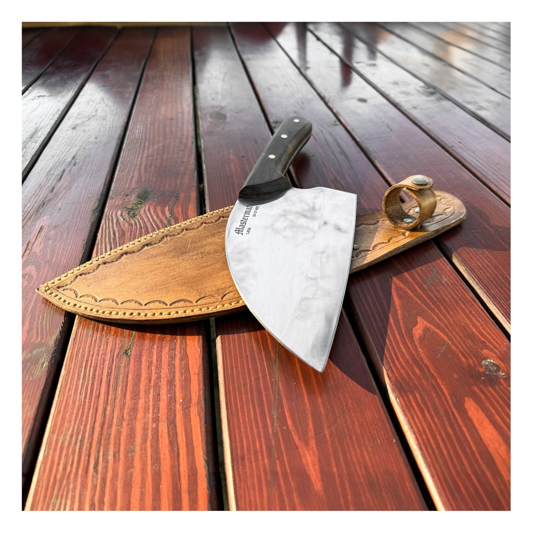 Handmade Serbian Cleaver Knife Personalization Knife With Leather ...