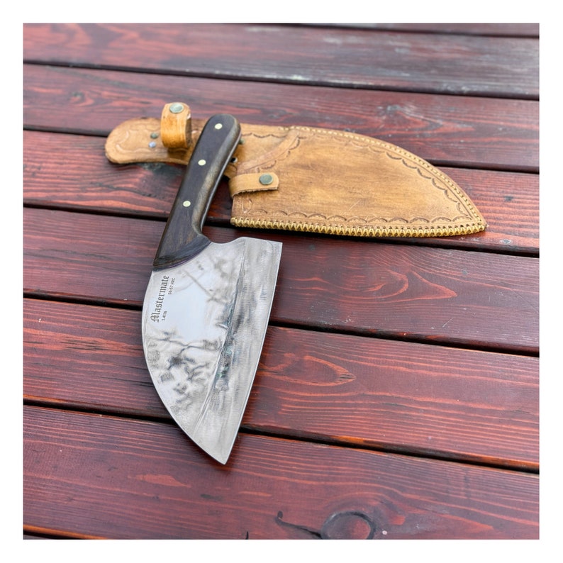 Serbian Cleaver Chef Knife Handmade From Stainless Steel and Walnut ...