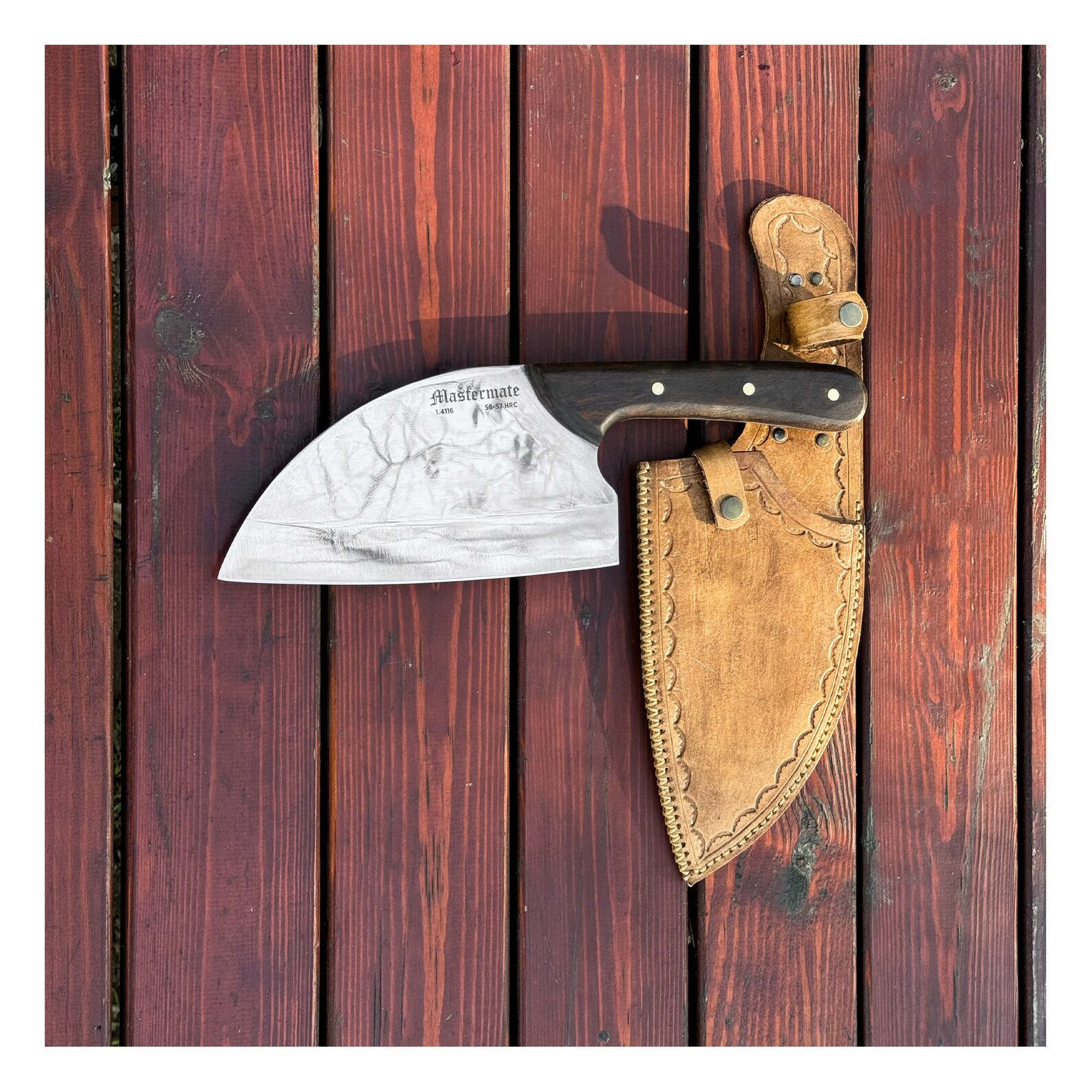 Serbian Cleaver Chef Knife Handmade From Stainless Steel and Walnut ...