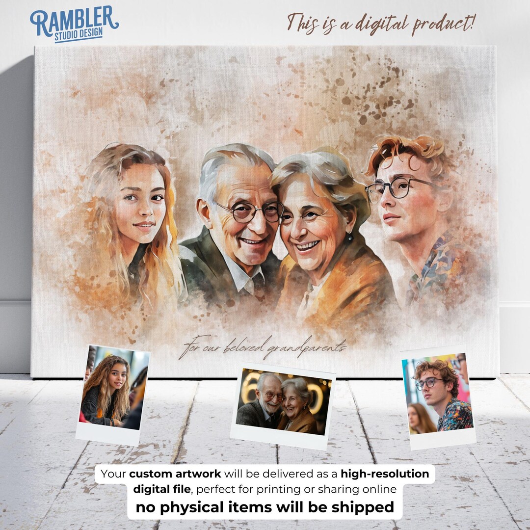 Custom Watercolor Art From Multiple Photos, Personalized Digital ...