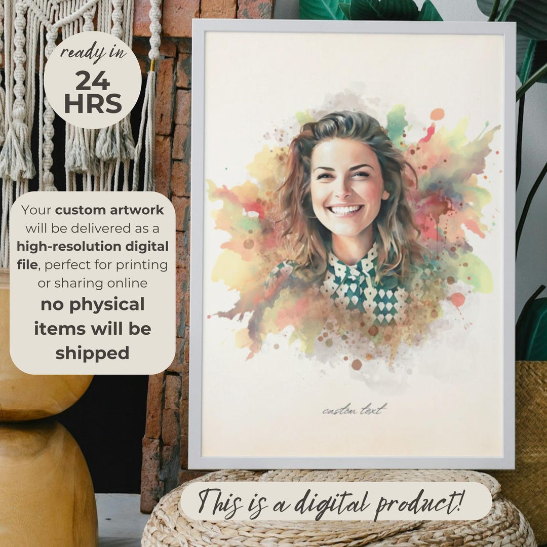 Personalized Watercolor Portraits, Family Custom Digital Artwork From ...